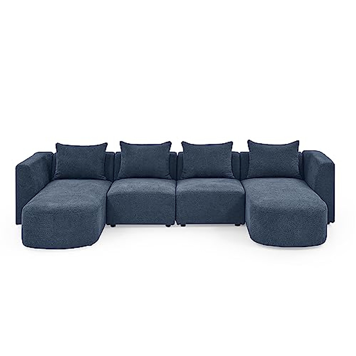 U-Shaped Stylish Comfy Sectional Sofa Couch with 2 Single Seats and Lounge Chaises, Oversized Modern DIY Combination Convertible Modular Sofa & Couch, Cloud Deep Seater Cozy Sofá for Living Room