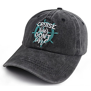 Cruise Essentials for Men Women, Cruise Hair Don't Care Hat, Adjustable Washed Cotton Embroidered Boat Sun Beach Baseball Cap, Christams Birthday Gifts for Mom Dad Friend Captain Sailors Cruise Lovers