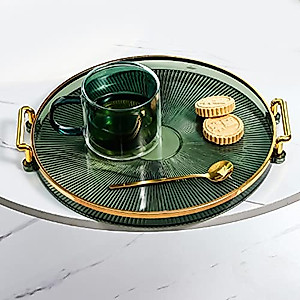 Luxury Serving Tray, with Handles Cosmetic Perfume Makeup Display Multifunction Decorative Decorative Tray, Jewelry Tray for Living Room, Green
