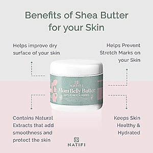 Natifi by Fertifi Mom Belly Butter Maternity Stretch Marks Prevention Pregnancy Skin Care Intensive Treatment 5.5 Oz. Collagen, Coconut Oil, Shea Butter, Almond Oil, Vitamin E & Cucumber. Natif-But-1