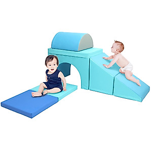67i Toddler Foam Blocks Climbing Blocks Indoor Climbing Blocks for Toddlers 1-3 Soft Play Climbing Play Equipment Foam Blocks 5-Piece Climbing Blocks Indoor Play Foam Climbing Blocks (Blue)