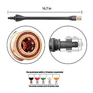 Pressure Washer Spray Gun - for Ryobi Pressure Washer Gun M22-14MM and M22-15MM Hose Connectors - with 1 Tips Holder and 5 Spray Nozzle Tips