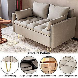 GAOMON 44”W Faux Leather Sofa, Couch with Heavy Duty Frame and Comfortable Cushion - Great for Living Room or Office Space in Beige
