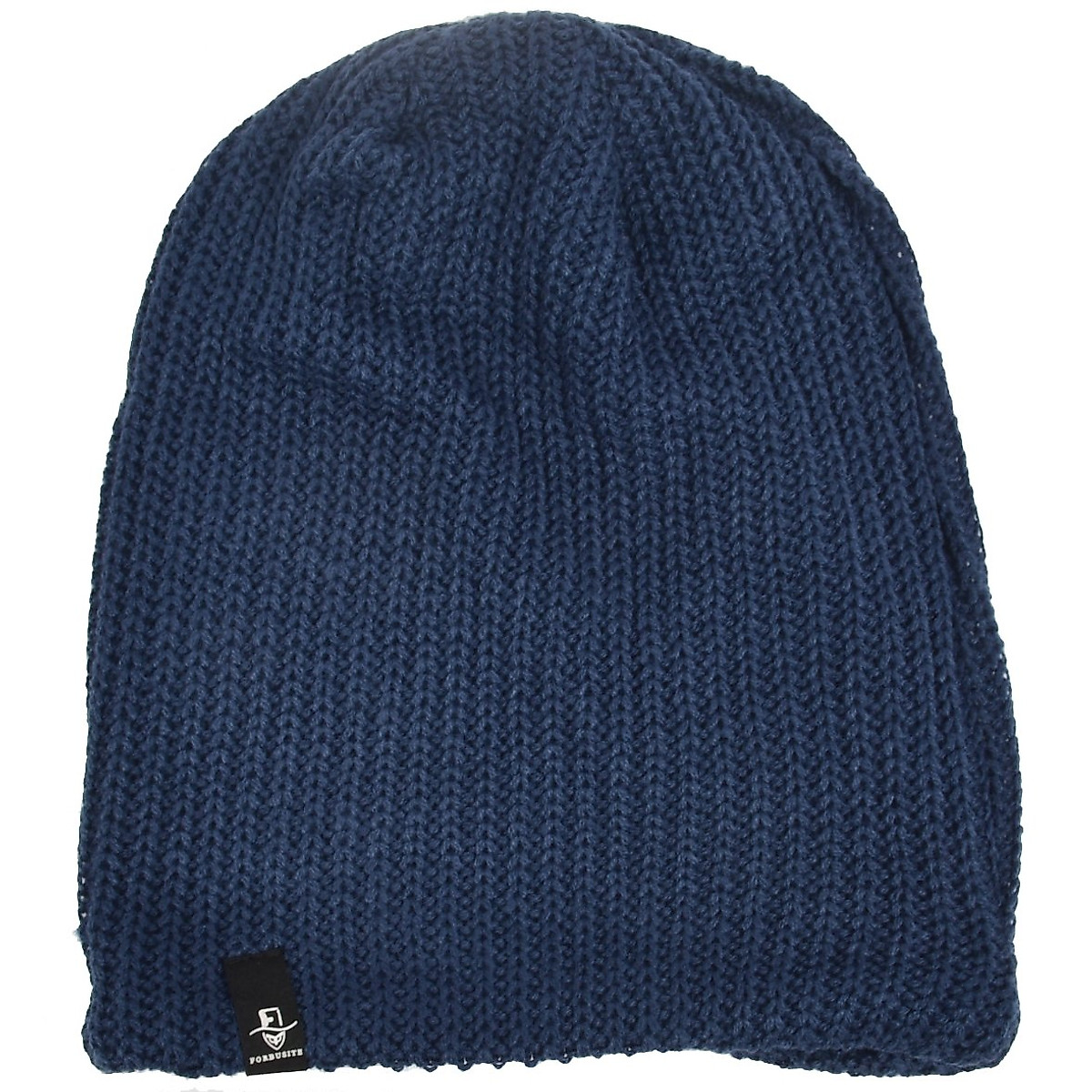 HISSHE Men Oversize Skull Slouch Beanie Large Skullcap Knit Hat (Ribbed-Navy)