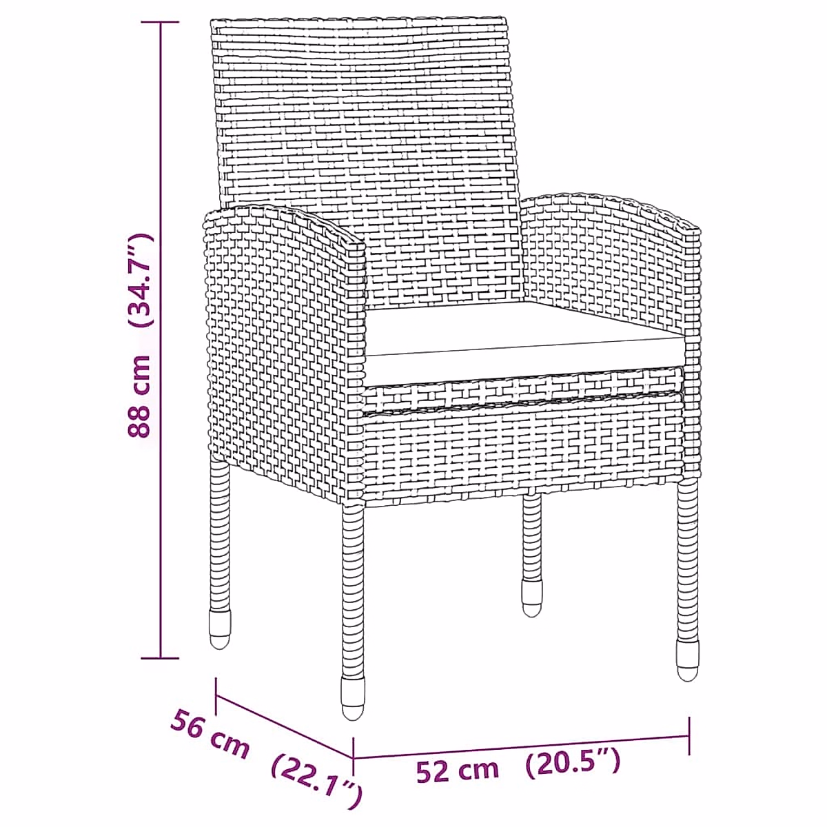 vidaXL Black Poly Rattan 7 Piece Patio Dining Set with Comfortable Cushioned Chairs and Solid Acacia Wood Table – Outdoor Furniture