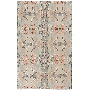 Dash and Albert Chapel Hill Cotton Area Rug - 5' x 8' Multicolor Geometric Hand Loom Knotted Accent Rug - Durable, Low Pile, High Traffic Living Room, Hallway