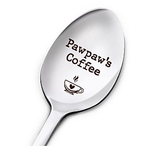 Pawpaw's Coffee Spoon Gifts, Father’s Day Birthday Thanksgiving Christmas Gifts for Best Grandpa Ever, Grandpa Gifts from Granddaughter Grandson Grandchildren, Engraved Stainless Steel Spoon