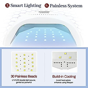 JEWHITENY U V LED Gel Nail Lamp, SUN1G 48W Dryer Light for Polish-3 Timers Professional Upgraded Curing Lamp Art Accessories, Dual Toe Nails,White