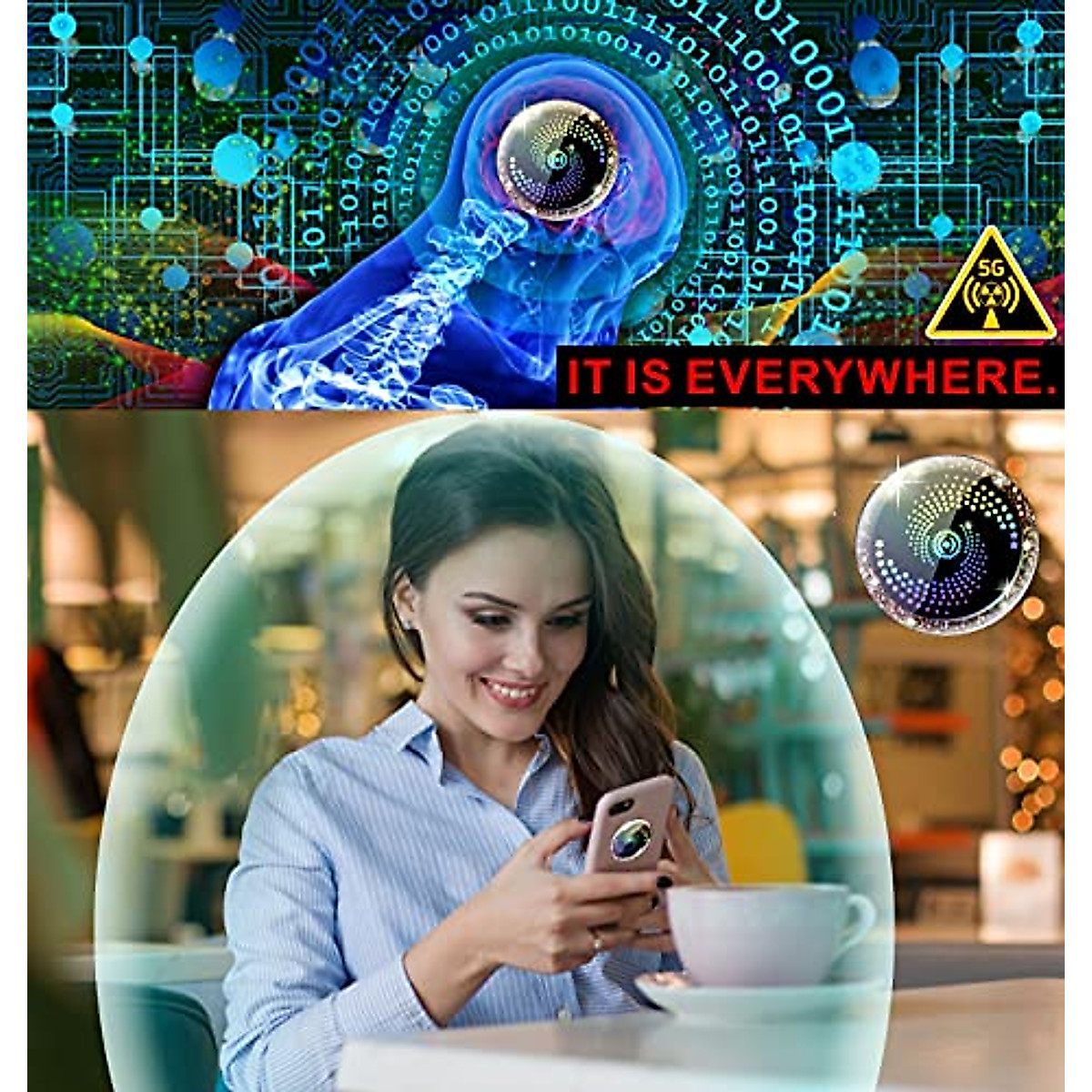 Crystal Diamond Flashing Sticker 6 pcs for Mobile Phones 2021 Latest Model–Anti-R Multi-Layer Protection Cell Phone Stickers, for Smart Phone, Laptops, Tablets, Pad, All Devices