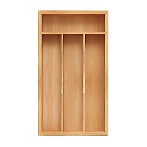 Small Silverware Organizer, Bamboo Kitchen Drawer Organizer, Utensil Holder, Cutlery Tray & Spoon Flatware Storage with Grooved Drawer Dividers