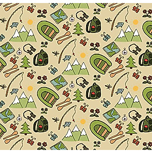 Camping Party Birthday Gift Wrap Paper - Folded Flat 30 x 20 Inch - 3 Sheets