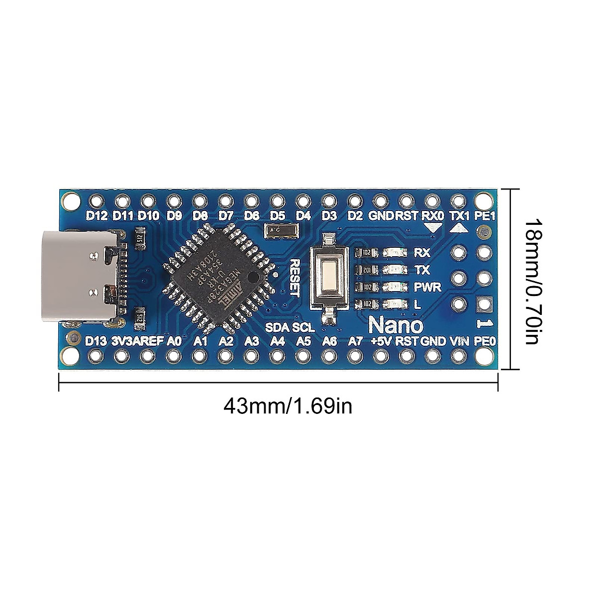 ACEIRMC 3pcs Type-C USB CH340 5V 16MHz for Nano 3.0 ATmega328P Controller Board Compatible for Arduino Nano CH340 USB Driver Nano V3.0 ATmega328 (Type-C)