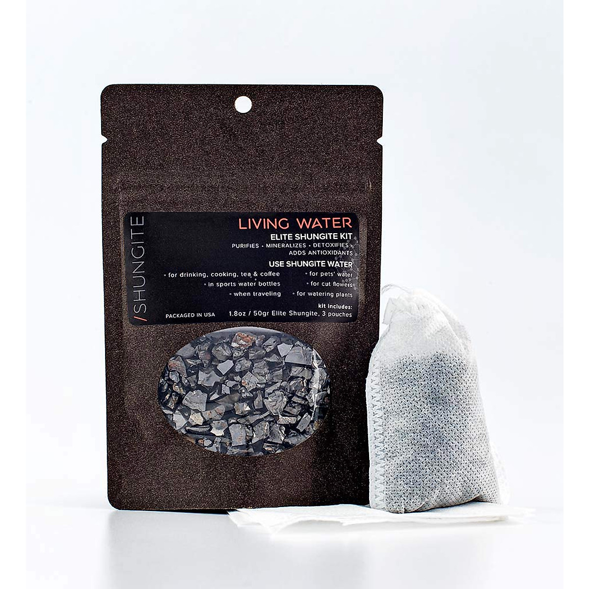 Modern ŌM Shungite Living Water Kit, Recharge Body Wash with Hemp Seed Oil, and Detox Bar Soap with Palo Santo | 100% Natural, Vegan, Non GMO, Not Tested on Animals, Handmade In USA