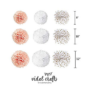 Vidal Crafts Bridal Shower Decorations Set, Bachelorette Party Decor, Bride to Be Banner, Dessert Table Decoration Kit, Bachelorette Party Supplies, Paper Fans, Pom Poms, Honeycomb Balls Pack