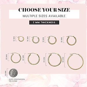 MAZZERI 14k Gold Hoop Earrings For Women and Men - Diamond-cut Design, Hypoallergenic, Made in the USA, Gold Hoop Earrings 14k Real Gold (22mm)