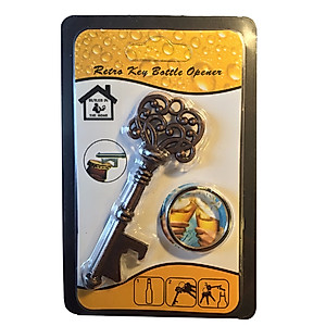 Butler in the Home® Bottle Butler Beer Bottle Opener Keychain Skeleton Key Soda Keychain, Antique Bronze