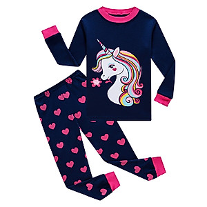 Unicorn Little Girls Pajamas for Kids 100% Cotton Pjs Size 5