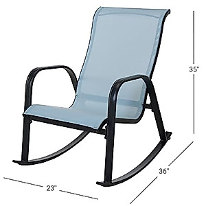 Grand patio Outdoor Rocking Chair Steel Rocker Seating Outside for Front Porch, Mesh Sling, Garden, Patio, Backyard (Blue 2PC)