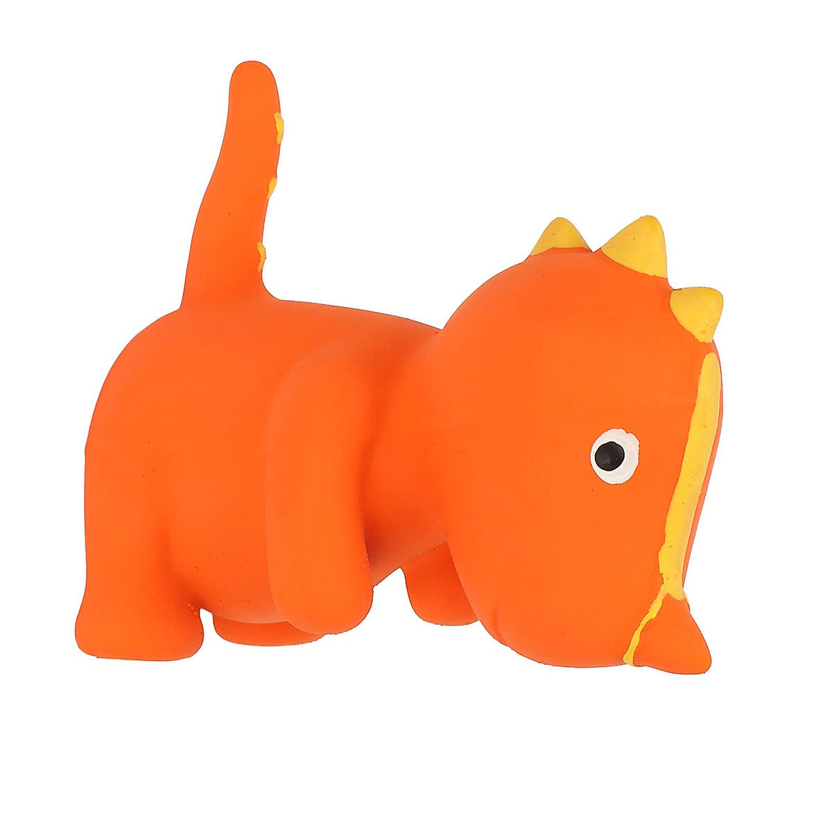 Squeaky Animal Dog to, Squeaky Dinosaur Dog Toy Palatable Interesting Latex Bite Resistant Relieve Anxiety for Pets (Orange Ceratopsian)