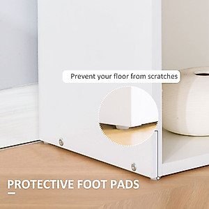 HOMCOM Modern Home Office Desk with 6-Tier Storage Shelves, 47" Writing Table with Bookshelf, White