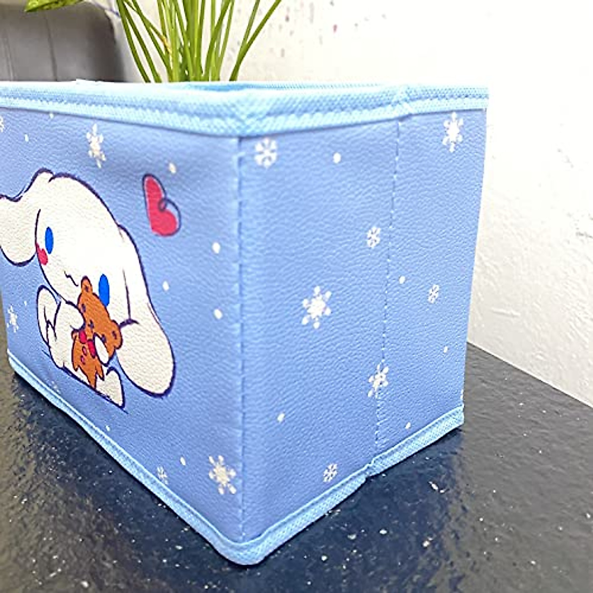 Kerr's Choice Collapsible Storage Bin Kawaii Storage Box Blue Foldable Baskets | Kawaii Office Desk Room Decoration Cute Room Decor