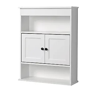 Zenna Home Bathroom Wall Cabinet, White with 2 Doors and 3 Adjustable Shelves, Ideal Medicine Cabinet or Over-the-Toilet Wall-Mounted Storage for Bathroom Essentials
