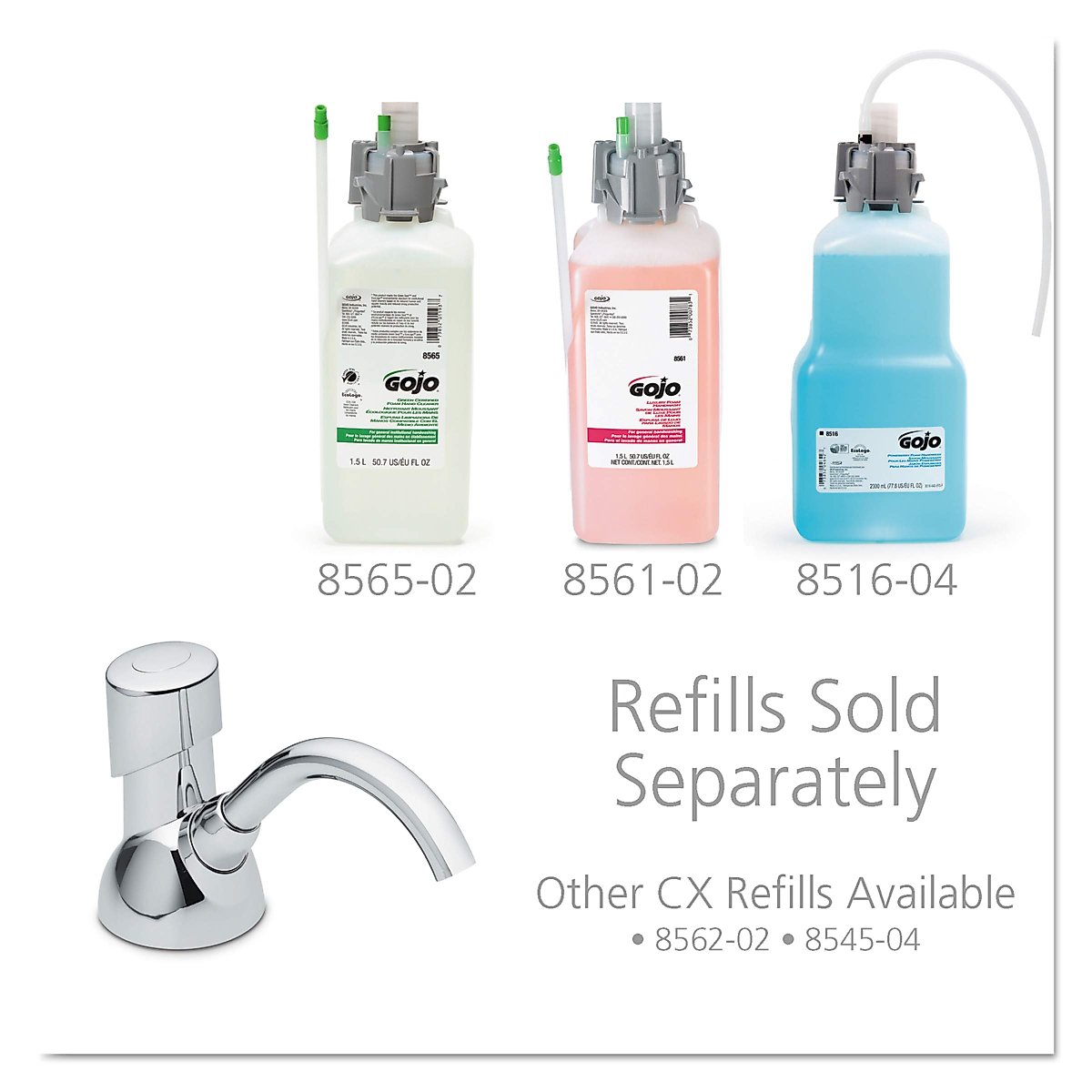 GOJO CX Counter-Mount Push-Style Soap Dispenser, Chrome, for GOJO Foam Hand Soap Refills (Pack of 1) - 8500-01