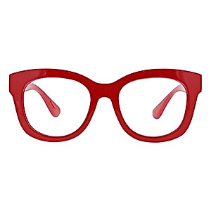 Peepers by PeeperSpecs Women's Center Stage Oversized Blue Light Blocking Reading Glasses, Red, 51 + 1
