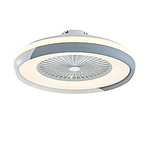 YIYIBYUS 23.5-Inch Modern Fan Chandelier LED 3 Colors 3 Speed with Remote Control Ceiling Fan Ceiling Light Mute Suitable for Living Room Bedroom Dining Room (White and Grey)