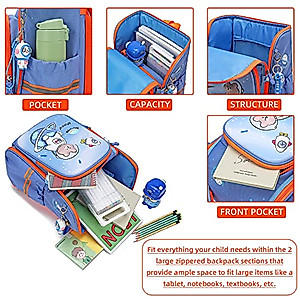 Maod Preschool Boys Backpacks for Kids Elementary School Backpack Suitable For 4-8 Years Old (Blue)