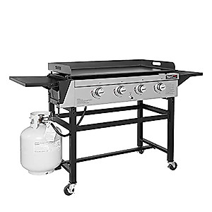 Royal Gourmet 4 Burner Flat Top Grill Griddle Combo Outdoor propane Gas Griddle, GB4001C, 52,000 BTU For Outdoor Events, Camping, BBQ