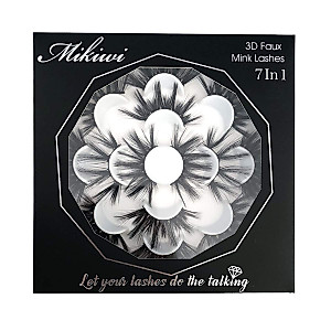 MIKIWI 25mm Faux Mink Lashes, 6D lashes, Faux Mink Eyelashes, Dramatic Lashes, 7 Pairs Fluffy Mink Lashes, 25 mm Lashes for Halloween Party