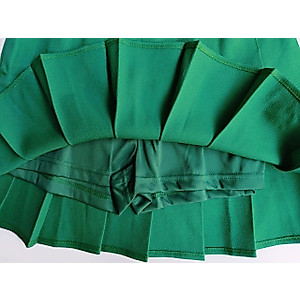 TONCHENGSD Women's High Waist Pleated Mini Skirt Skater Tennis Skirt (Dark Green, XS)