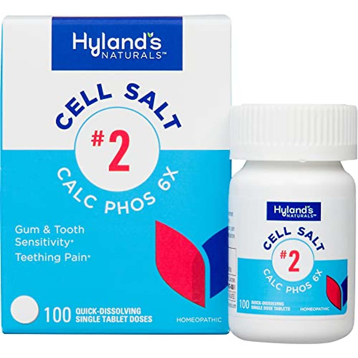 Hyland's Naturals Cell Salts 2 Calcarea Phosphorica 6X Tablets, Natural Homeopathic Relief of Oral Pain and Sore Throat, 100 Count