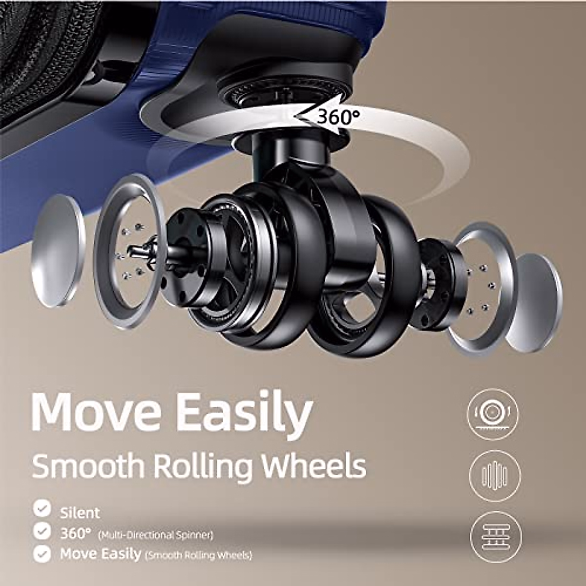 SHOWKOO Luggage Sets Expandable ABS Hardshell 3pcs Clearance Luggage Hardside Lightweight Durable Suitcase sets Spinner Wheels Suitcase with TSA Lock (Deep Blue)