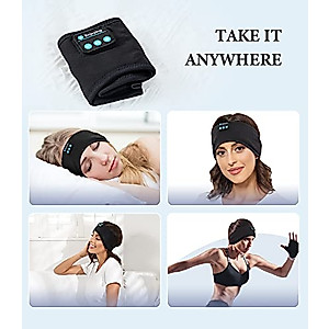 Voerou Sleep Headphones, Adjustable Bluetooth Headband Headphones, Ultra-Long Play Time Sleeping Headphones with Built in HD Hi Fi Speakers, Perfect for Sleep, Workout, Tennis, Yoga, Travel, Insomnia
