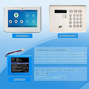TOPUSSE Replacement 300-10186 Lithium Ion Battery 3.6/4.2v for ADT Command Smart Security Panel 7800mAh