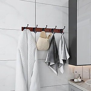 Zhithink Coat Hooks for Wall, Wall Mounted Coat Rack, Coat Hooks Wall Mount, 5 Hooks for Jacket Coat Hat, Pre-Assembled Wall Coat Rack for Entryway Bathroom Bedroom (1 Pack 17.13'' x 1.37'' x 0.59'')