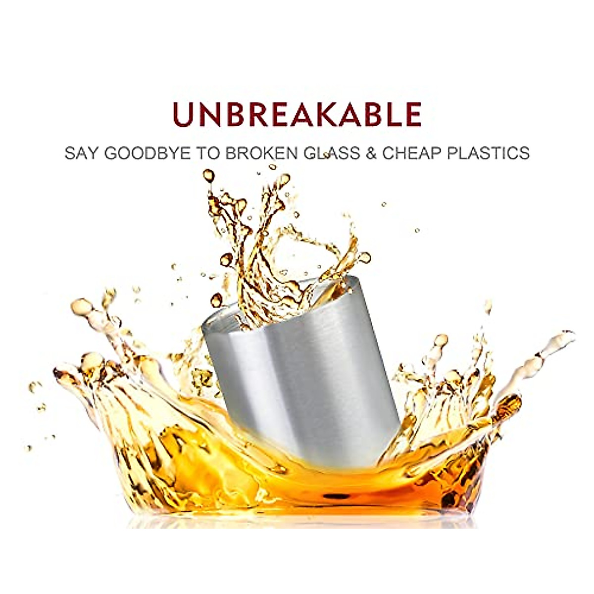 ale pomos Whiskey Glass Set of 2 Stainless Steel, Bourbon Glasses,Double Walled Whiskey Tumbler,Unbreakable 10oz Old Fashioned Glass, Whiskey Gifts for Men or Whiskey Lover…