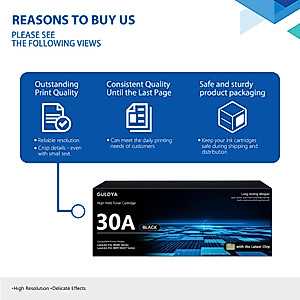 30A Black Toner Cartridge CF230A with CHIP, CF230A-2PK CF230A Two Pack 30A Black Ink Remanufactured Replacement for HP 30A Toner CF230AD for Laser Pro M203 Series, Pro MFP M227fdn, M227fdw Printer