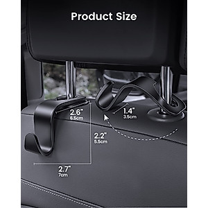 Ouzorp 4 Pack Car Seat Headrest Hooks, Hook Hanger Storage Organizer for Purse Coats Umbrellas Grocery Bags Handbag, Car Interior Accessories