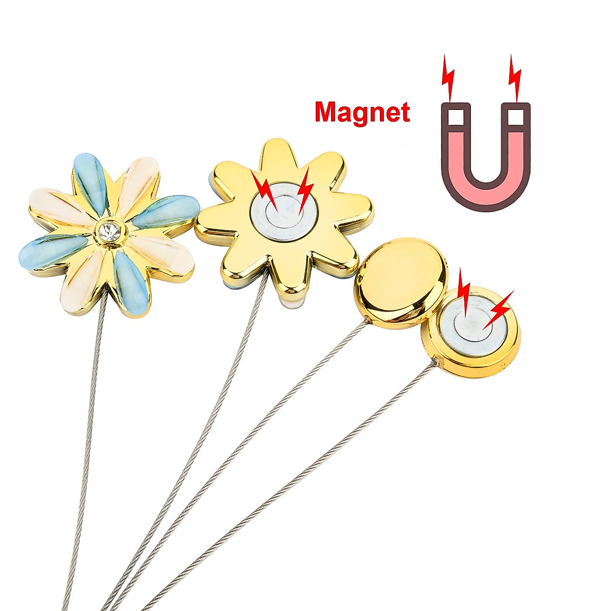 Cosmos 2 Pairs Curtain Tiebacks Flower Curtain Clips Decorative Drapery Holdbacks with 1 Pc Marble Pattern Storage Bag