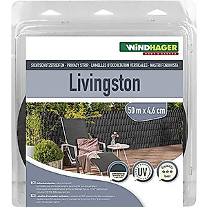Windhager Sichtschutzstr anthr Livingston 07075 Privacy Screen Strips, Double Rod Mats for Fence, 50 m x 4.6 cm, Anthracite, Charcoal