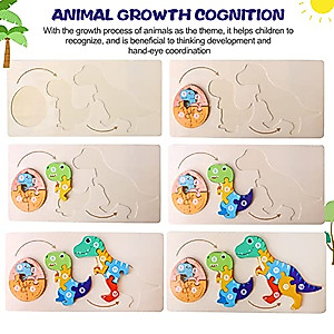 SHIERDU 6-Pack Wooden Animal Growth Puzzle Puzzles for Kids Ages 3-5 Montessori Toys for 3 4 5 Year Olds Gifts for 2-4 Year Old Boys Girls