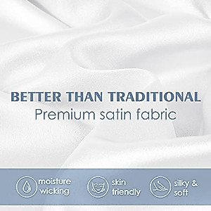 Silk Satin Body Pillow Pillowcase, Silky 20''x54'' Body Long Pillow case for Pregnant Women and Family, Hidden Zipper Closure, White, 1 Pack