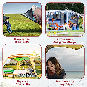 Large Tarp Clips Heavy Duty Lock Grip 12 PCs Tarp Clamps Thumb Screw Tent Fasteners Clips with 12 PCs Ball Bungee Cords for Camping Awnings Caravan Canopies Car Swimming Pool Boat Cover Clips etc