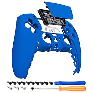 eXtremeRate Blue Soft Touch Touchpad Front Top Shell Compatible with ps5 Controller BDM-010 020 030 040 050, DIY Replacement Shell Custom Touch Pad Cover Compatible with ps5 Controller