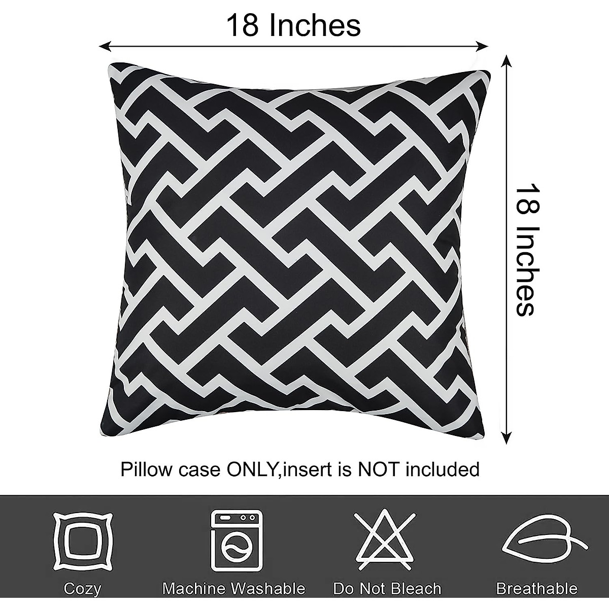 Pyonic Outdoor Waterproof Pillow Covers Set of 2 18X18 Inch Modern Geometric Black and White Decorative Outdoor Pillows for Patio Garden