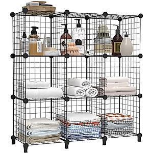 HOMIDEC Cube Storage, Storage Shelves 9 Cube Bookshelf Bookcase Closet Organizer and Storage Wire Storage Cube Multi-Use DIY Storage Cube Shelf for Books, Toys, Clothes, Tools