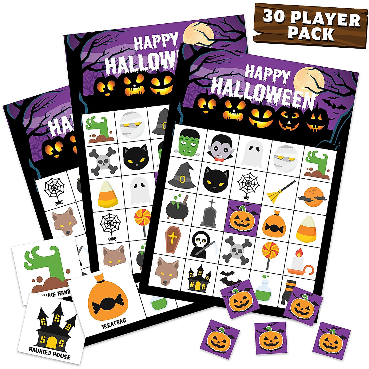 Halloween Games For Kids Party - Halloween Bingo - Fun Game For Up To 30 Players - Halloween Kids Crafts - Halloween Crafts - Halloween Party Games For Kids - Halloween Game - Halloween Kids Games